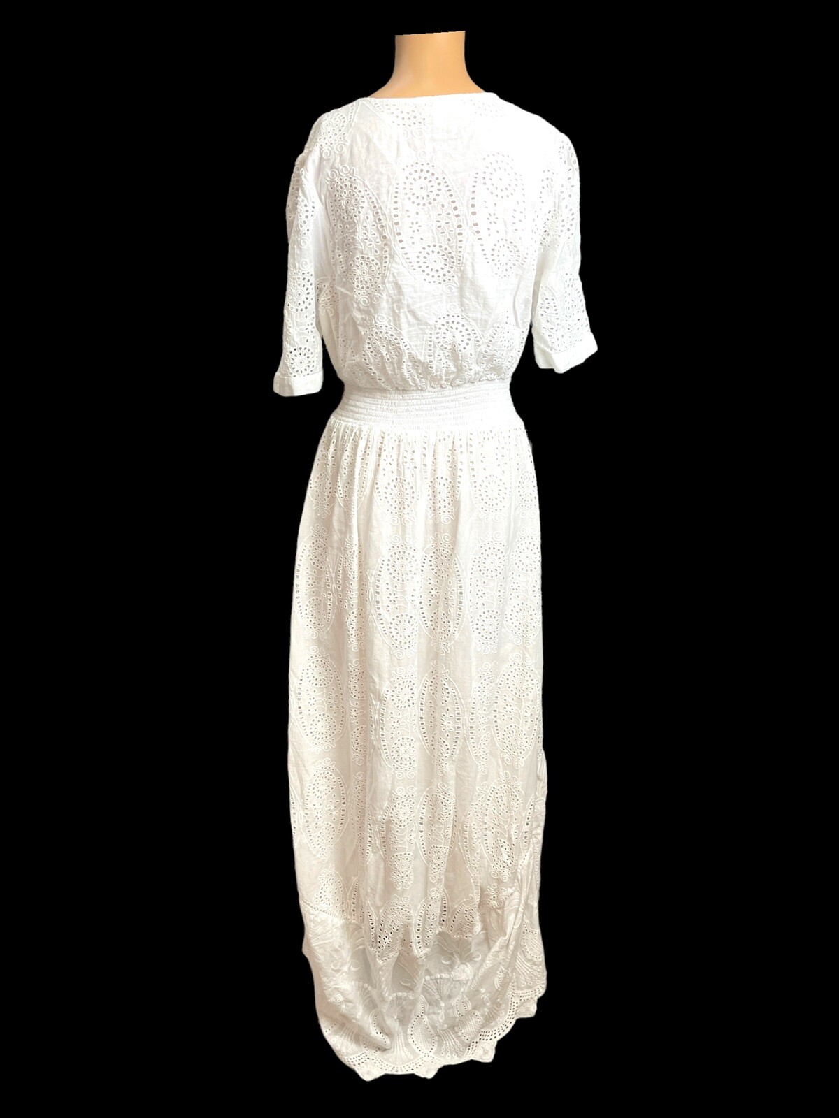 Solitaire Swim Womens Dress Large Boho White Eyelet Hi Low Beach ...