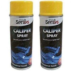 2 x Caliper Spray Yellow Heat Resistant Aerosol Paint High Gloss Finish ...