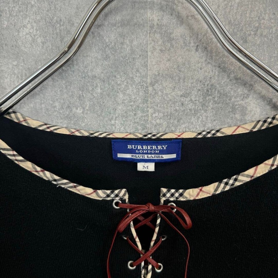 Burberry Blue Label Knit pullover sizse S Black Nova Check Ribbon Women ...