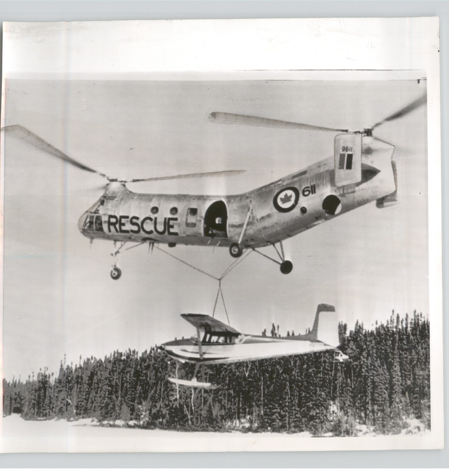 RCAF HELICOPTER Carrying Small Plane Over ICY Waters VINTAGE 1955 Press Photo | eBay