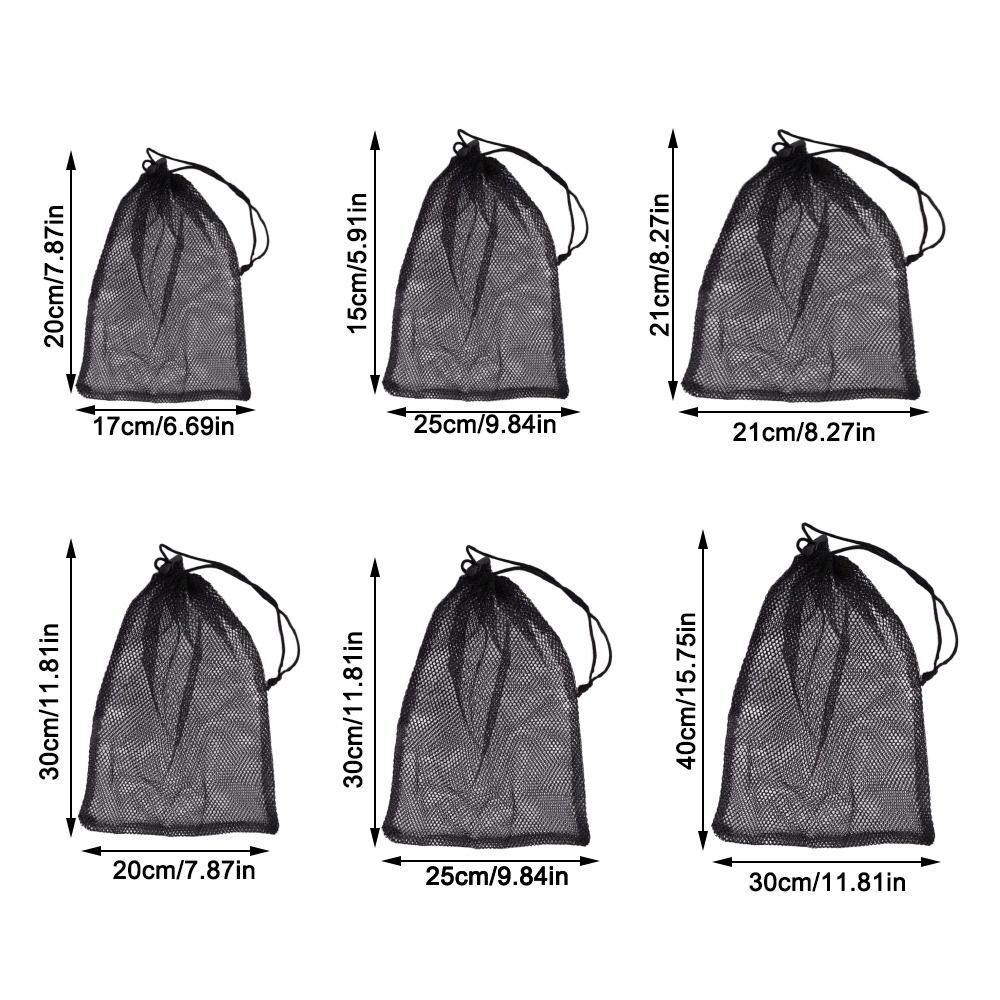 Black Drawstring Storage Pouch Bag Nylon Mesh Pouch Durable Laundry Bag ...
