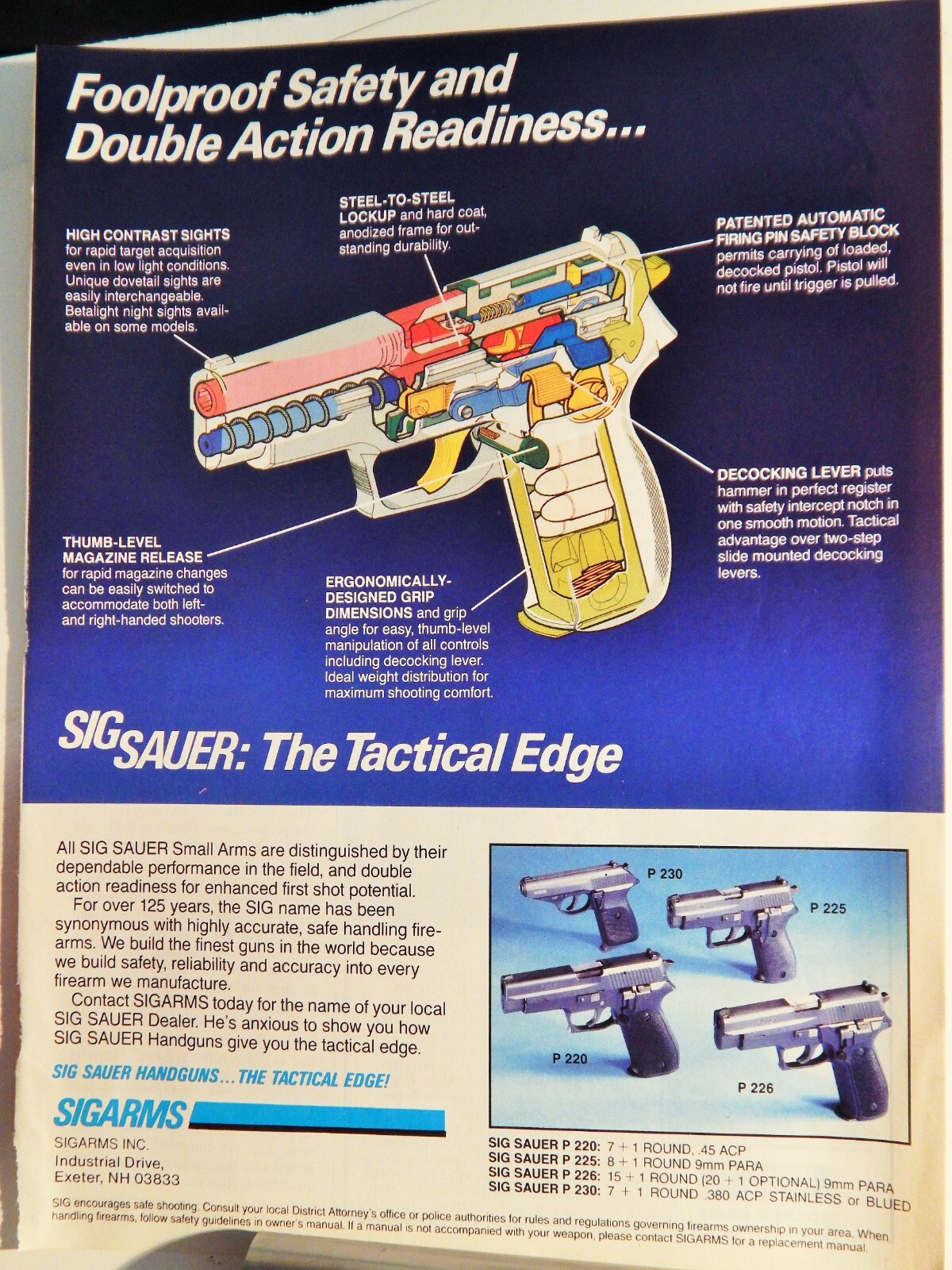 SIG SAUER HANDGUN ORIGINAL VTG 1992 ADVERTISEMENT | eBay