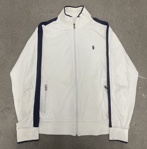 Polo Ralph Lauren Men Large Full Zip Blue White Track Jacket Pony | eBay