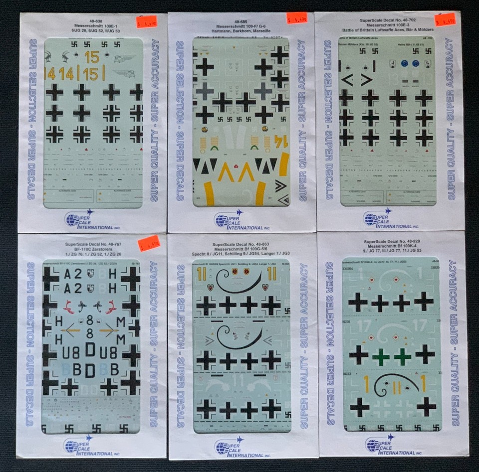 Large Lot (30 sheets) of 1/48 Scale Superscale Model Aircraft Decals ...
