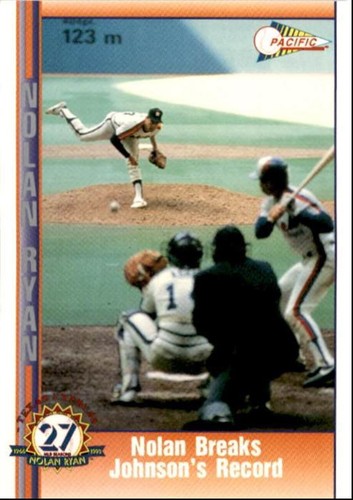 1993 Pacific Texas Express Baseball Card Nolan Ryan Nolan Breaks ...