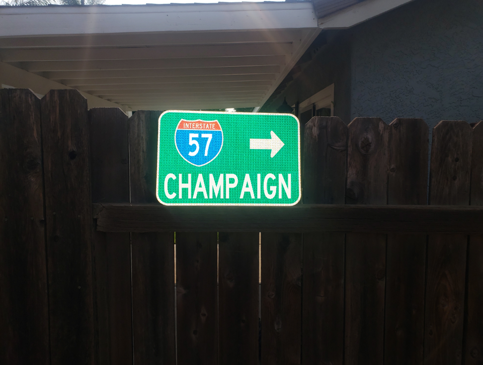 CHAMPAIGN Interstate 57 route road sign - Illinois, Chicago Cubs ...