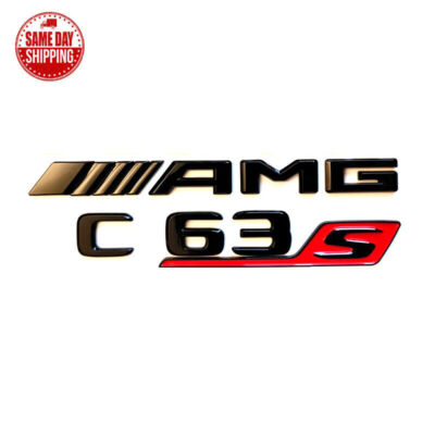 Gloss Black C63S AMG Emblem Rear Trunk Emblem Badge For Mercedes C63 ...