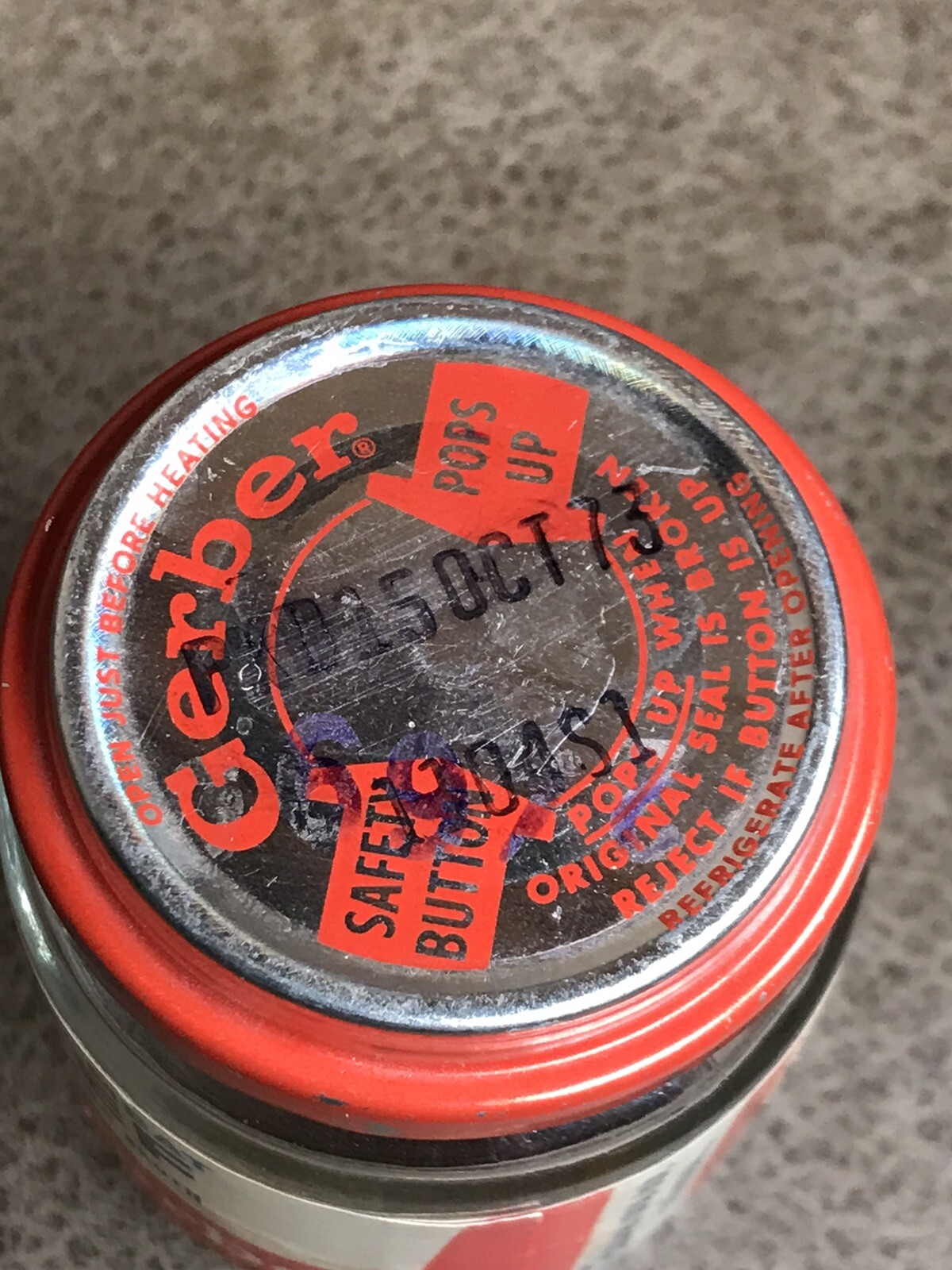 VINTAGE GERBER Glass Jar Junior Meat Beef Broth 1973 Prop BABY FOOD ...