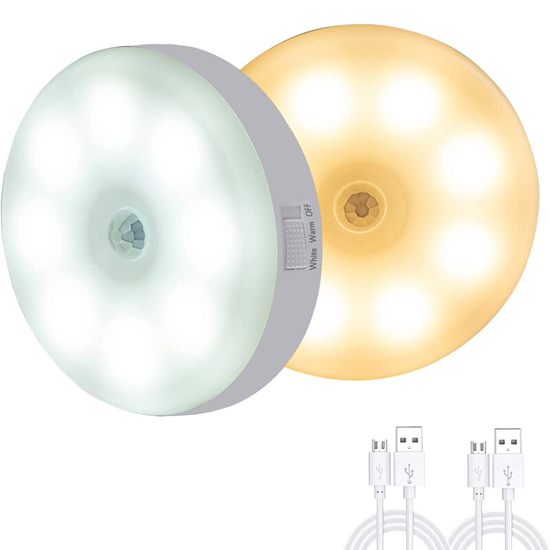 LED Motion Sensor Under Cabinet Closet Light USB Rechargeable Kitchen ...