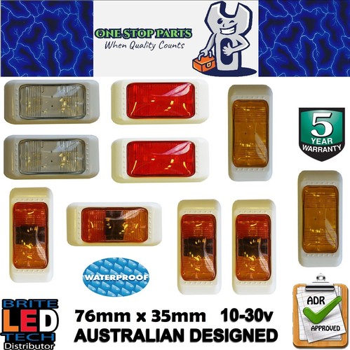 10 x MIXED LED LAMPS FULL SET LED MARKER LIGHTS WITH WHITE SURROUNDS ...