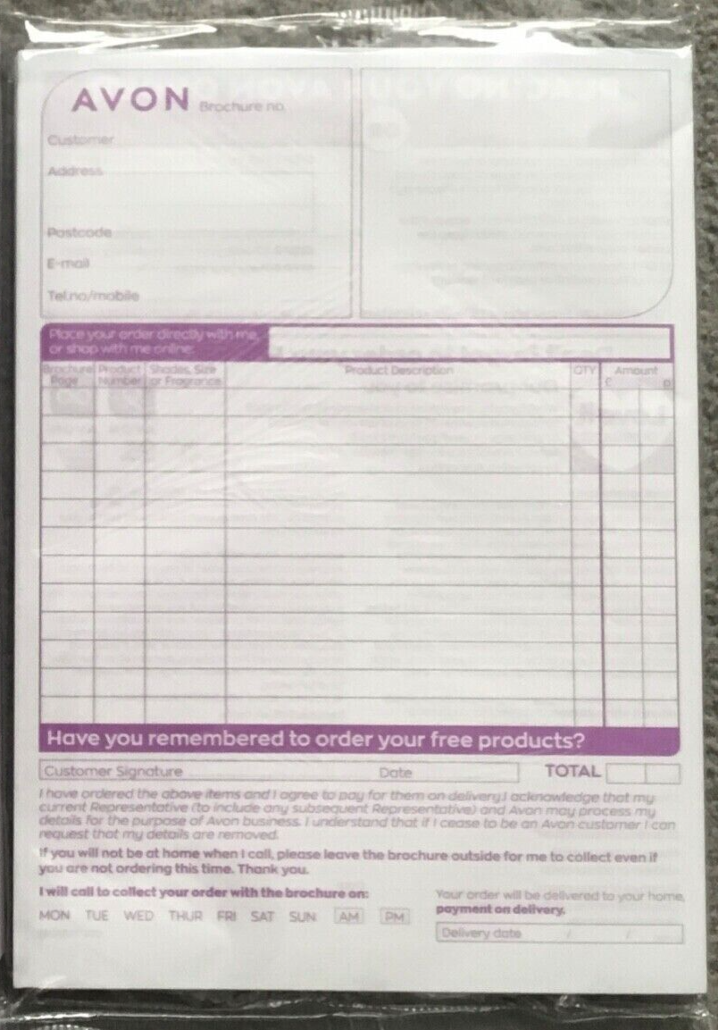 Avon Order Forms x 25 - New style (purple) | eBay UK