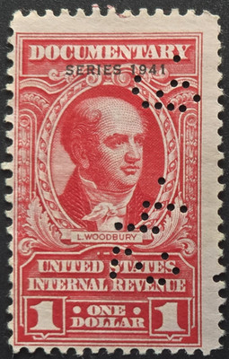 US - 1941 Scott R293 Levi Woodbury 1 Dollar Documentary Revenue - Stamp ...