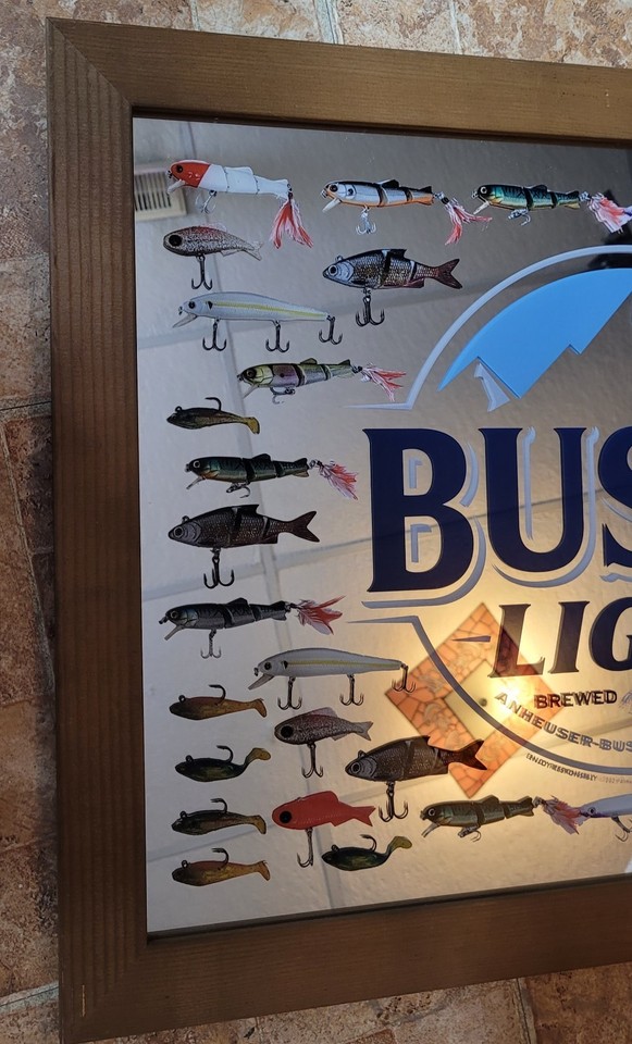 Busch Lite Fishing Lure Mirror Sign 27" X 21" New | eBay