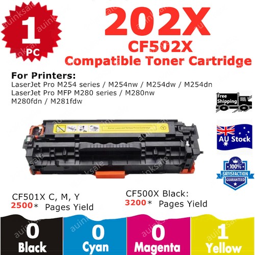 1x Compatible Toner 202X CF502X Yellow For HP M254 M254dw M254dn MFP ...