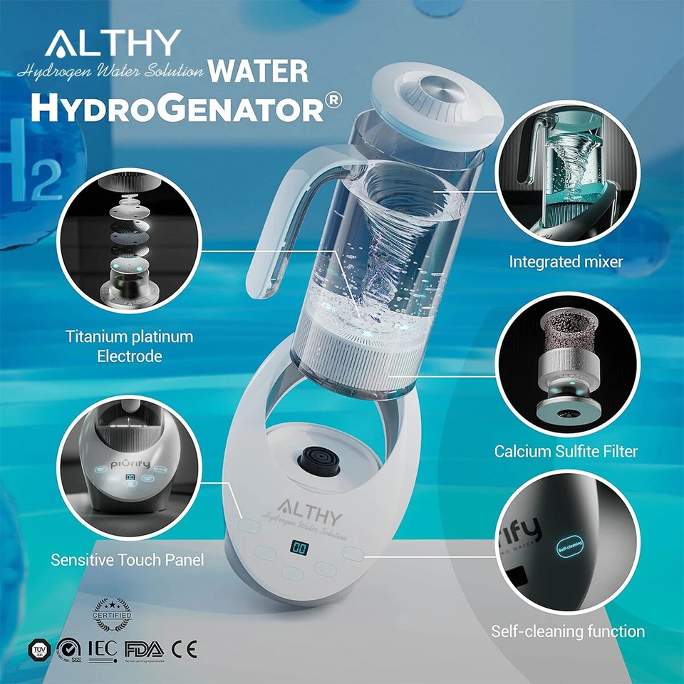 ALTHY Hydrogen Water Pitcher Generator Machine Jug SPE&PEM / Balanced ...