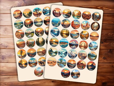 63 National Parks Stickers Sheet Collection, USA Adventure Stickers ...