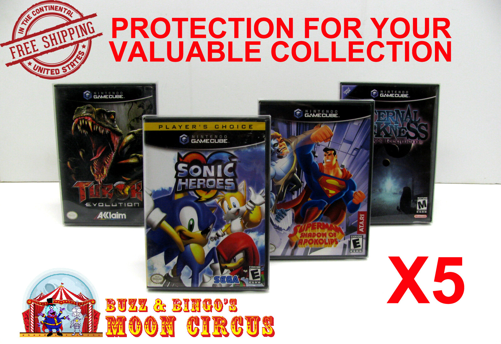 5X NINTENDO GAMECUBE CIB GAMES - CLEAR PLASTIC PROTECTIVE BOX ...