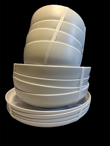 Food Network Melamine Set 12 Pc 4 Plates, Large & Small Bowls Ivory NWT ...