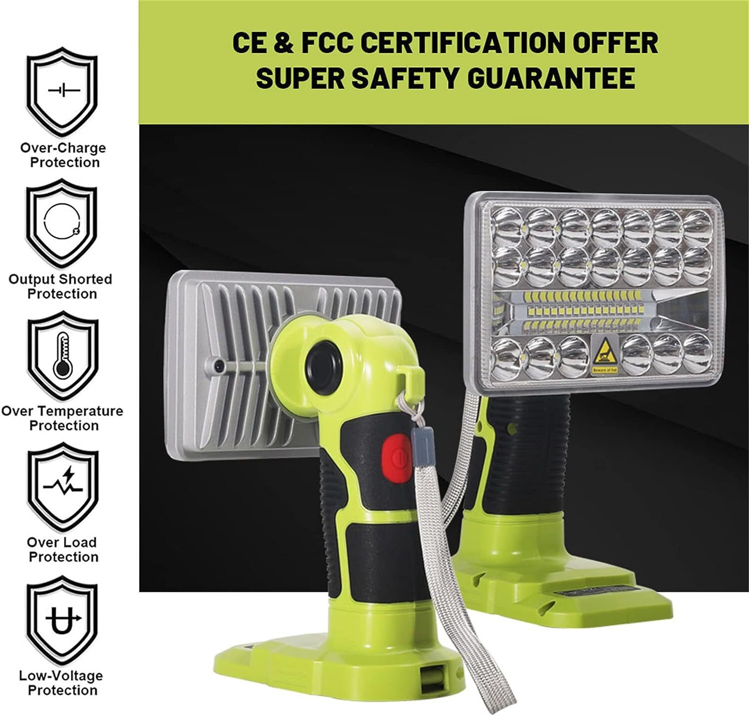 18W 2000LM Cordless LED Work Light for Ryobi 18V ONE + Li-ion NiCd NiMh ...