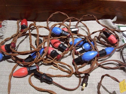 2 Sets of 7 Christmas C 9 Swirl Bulbs Lights 14 Total 2 Cloth Noma ...