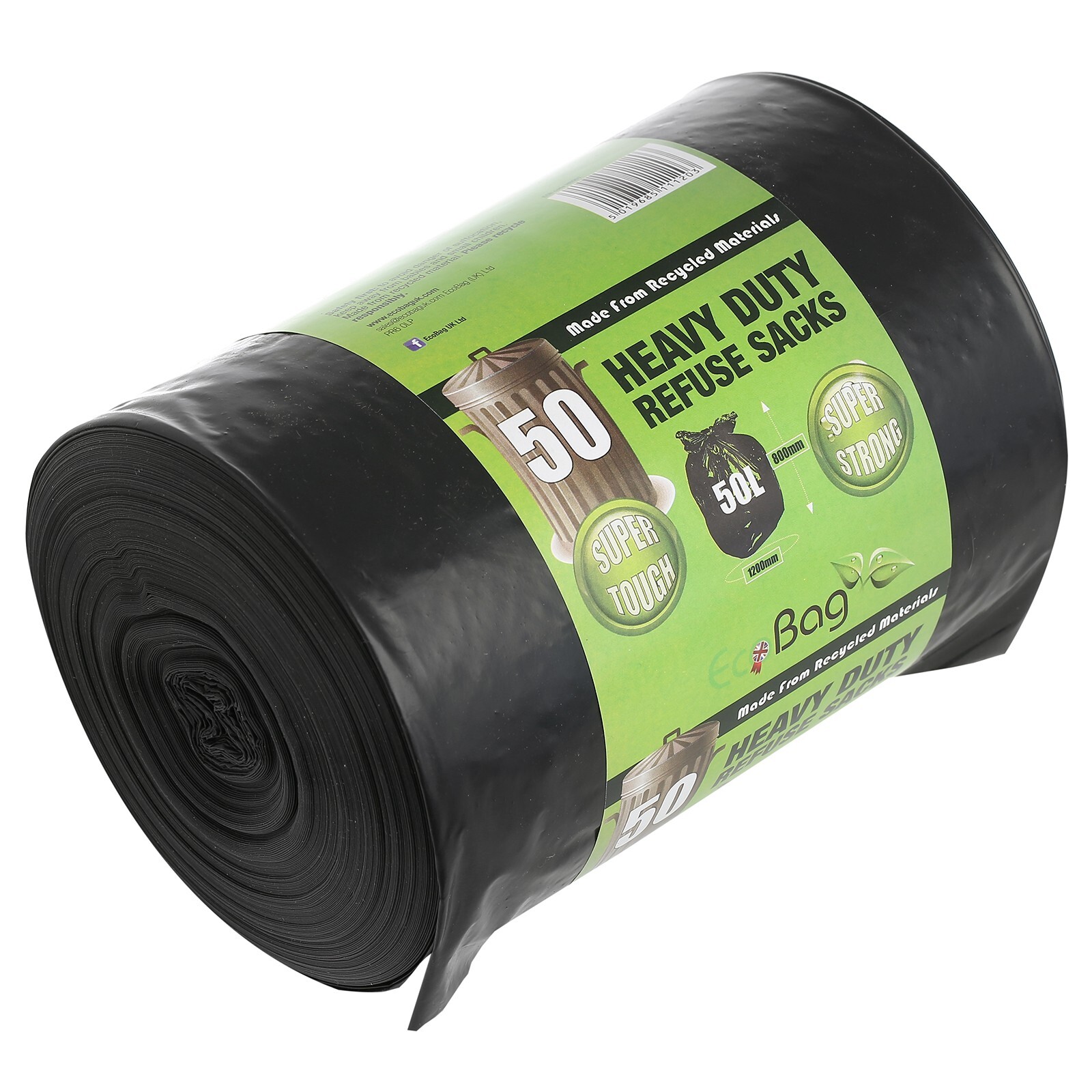 50 Refuse Sacks Heavy Duty 50 Litre Thick Rubbish Bags Super Strong Bin ...