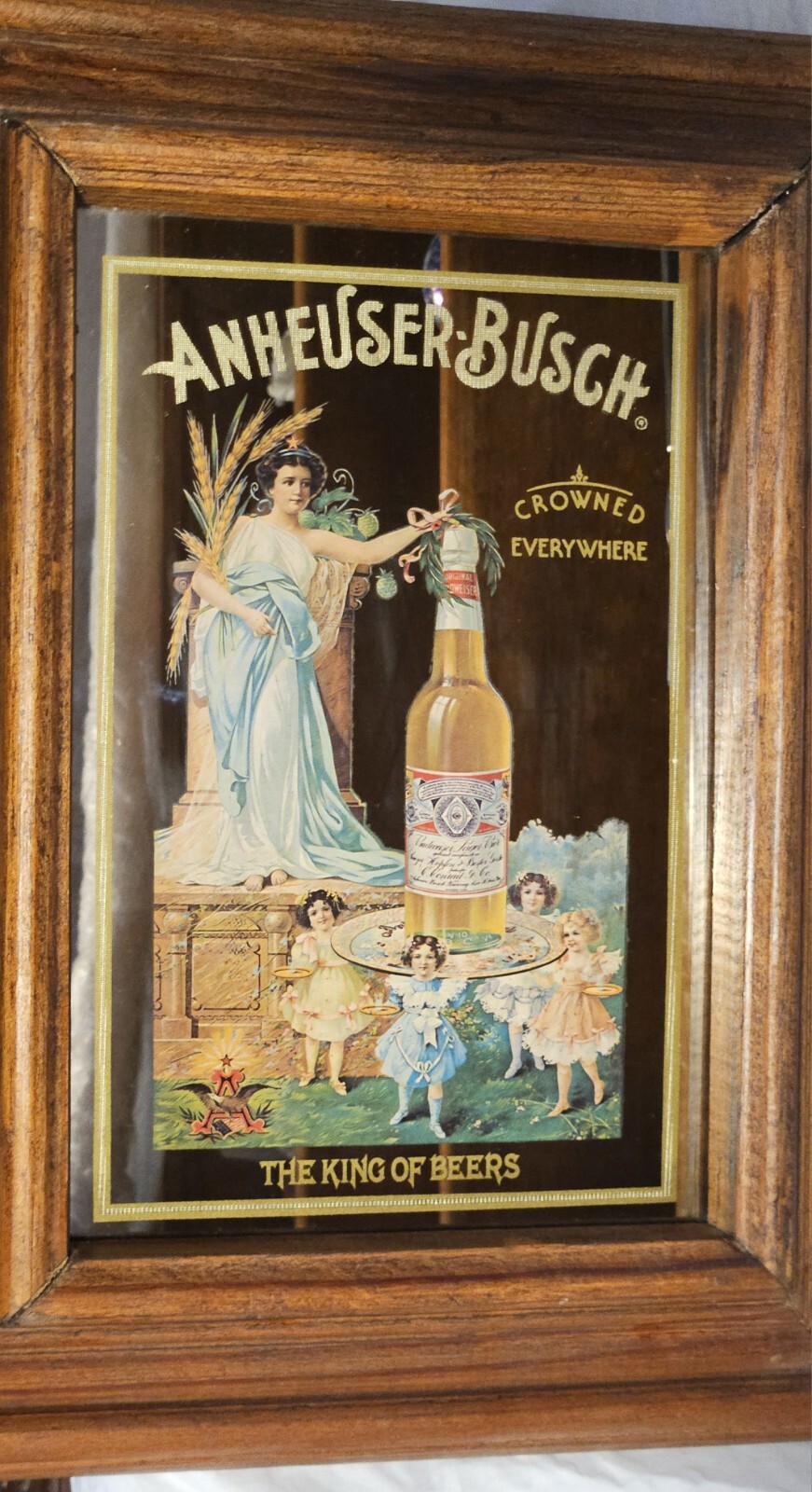 Vintage Anheuser Busch Mirror Beer Girls Crowned Everywhere King Of ...