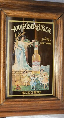 Vintage Anheuser Busch Mirror Beer Girls Crowned Everywhere King Of ...