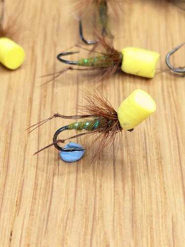 Fly Fishing,trout flies(Olive Popper Hopper) 👉12 pieces barbless👈 ,🆕🧵🎆 ...