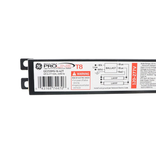 GE Electronic Ballast 74470 F96T8 F96 8 foot T8 GE259MV-N-42T 2-Lamp ...