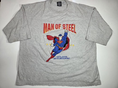 DC Comics Superman Gray L Novelty Tee Shirt Vintage Large Man Of Steel ...