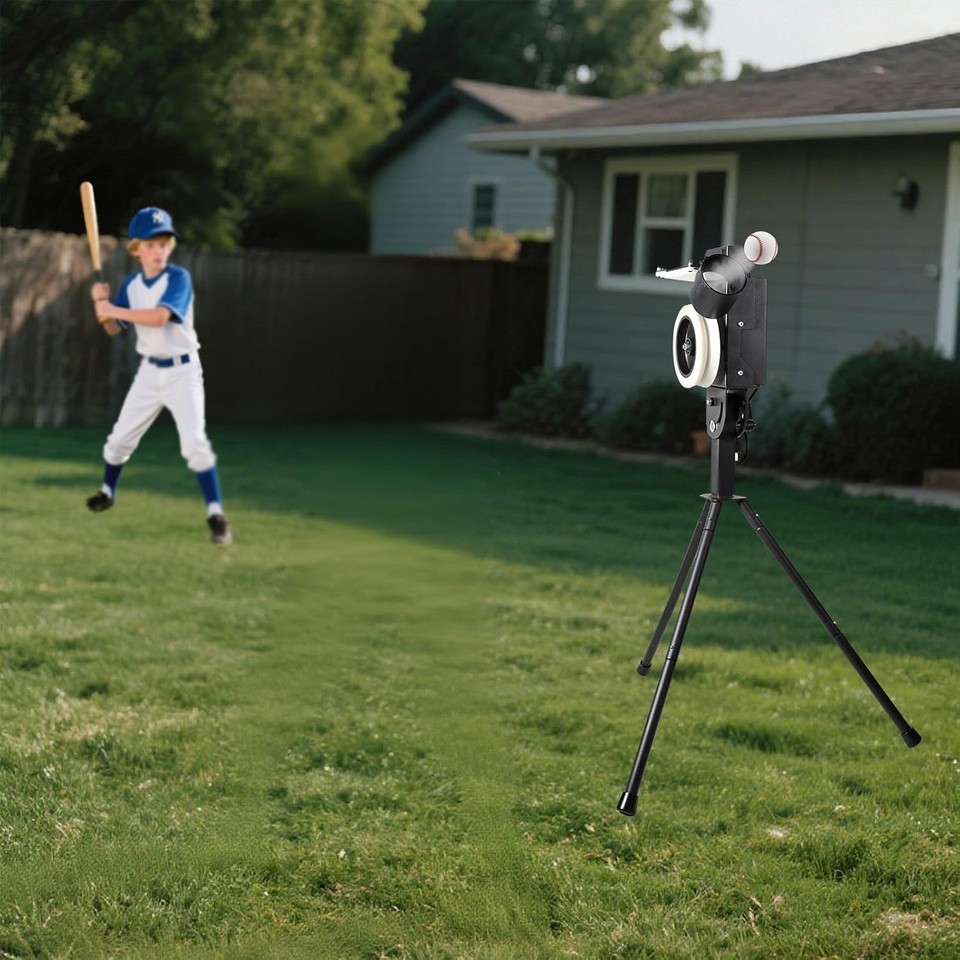 Lite 9" Baseball Pitching Machine, 8 Dimpled Baseballs, Adjustable ...