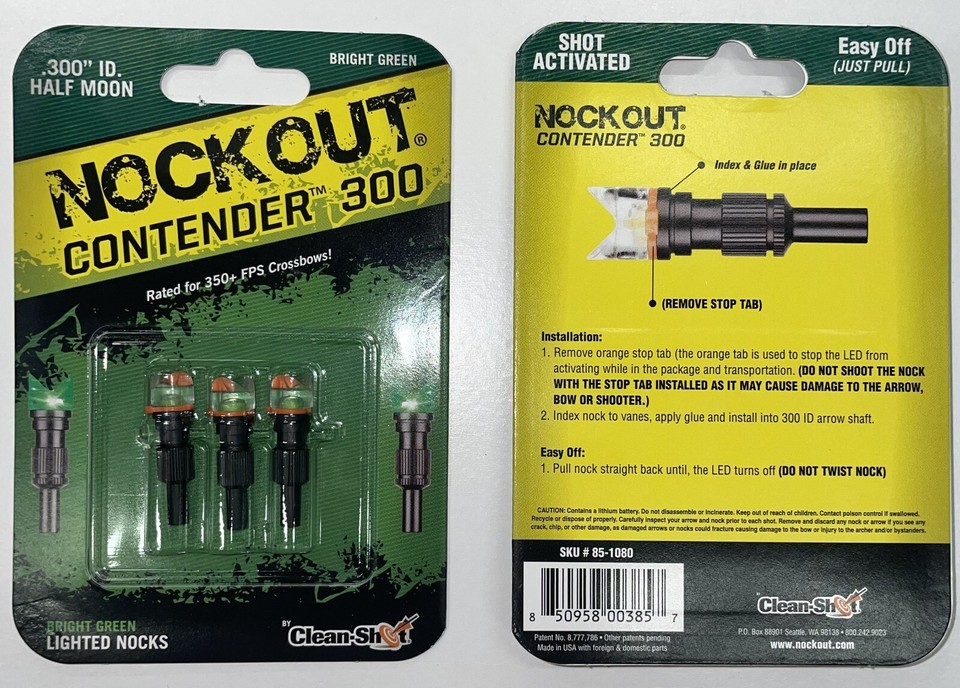 NockOut Lighted Nocks Crossbow .300'' ID Halfmoon Green 3 Pack | eBay