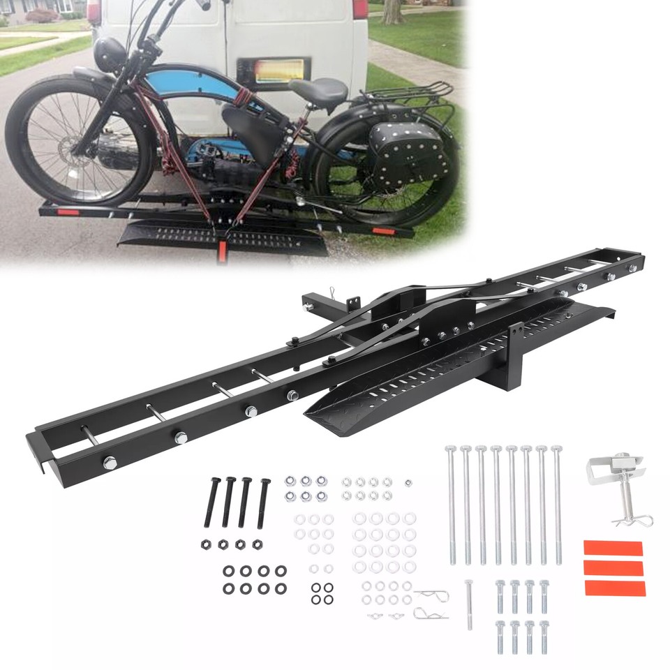 500 LB Motorcycle Scooter Carrier Bike Hitch Mount Rack Ramp Steel ...