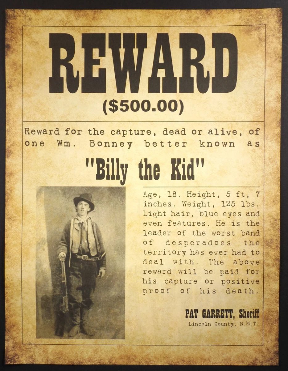 Authentic Billy The Kid Wanted Poster