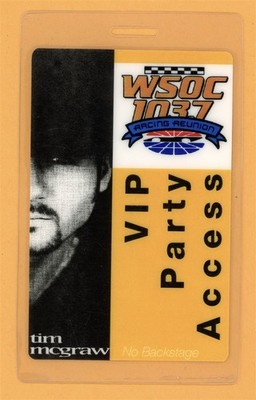 Tim McGraw Racing Reunion VIP Laminated Backstage Pass | eBay