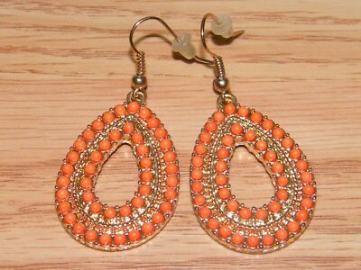 Orange Tear Drop Shape Collectible Fashion Jewelry Dangle Earrings ...
