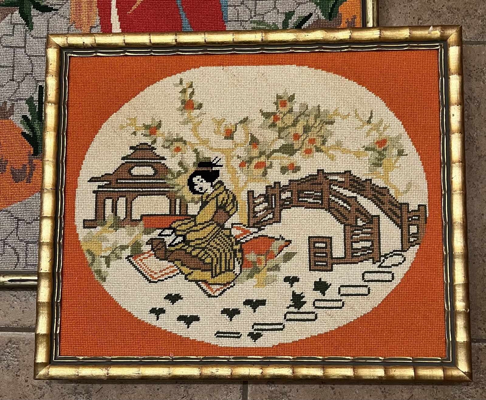 Vintage Needlepoint with Asian Theme - Geisha | eBay