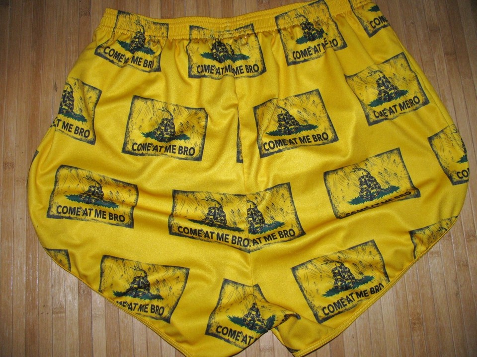 THIGH HUGGERS Running GYM Shorts Size 2XL XXL Poly YELLOW with COME AT ...