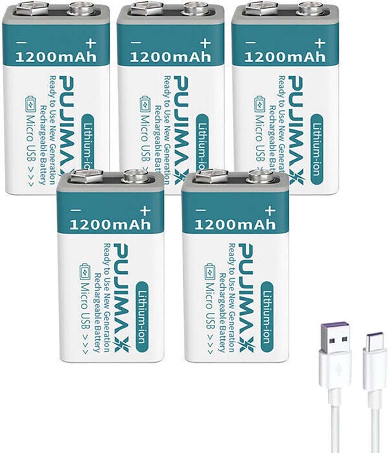 9V 9 Volt Li-ion USB Rechargeable 1200MAH Lithium Ion Battery Pack Lot ...