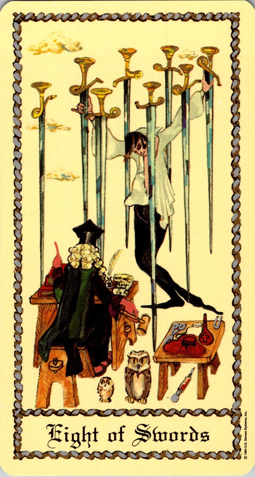 The Medieval Scapini Tarot Card Luigi Scapini 1984 Eight of Swords 1F16 ...
