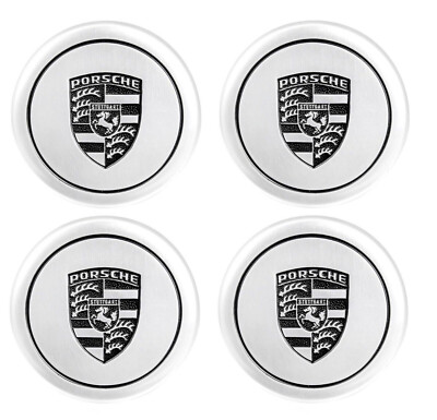 New Porsche Fuchs Silver Black Crested Alloy Wheel Center Caps 71mm ...