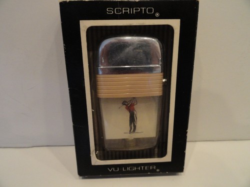 Vintage Scripto VU Lighter Golfer with Tan Band in Box | eBay