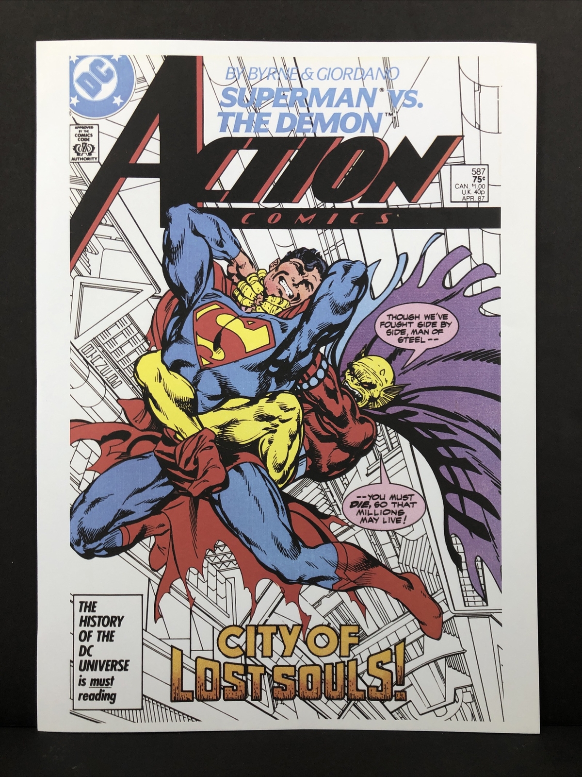 Action Comics #587 Superman Vs Demon COVER DC Comics Poster 10x14 John ...