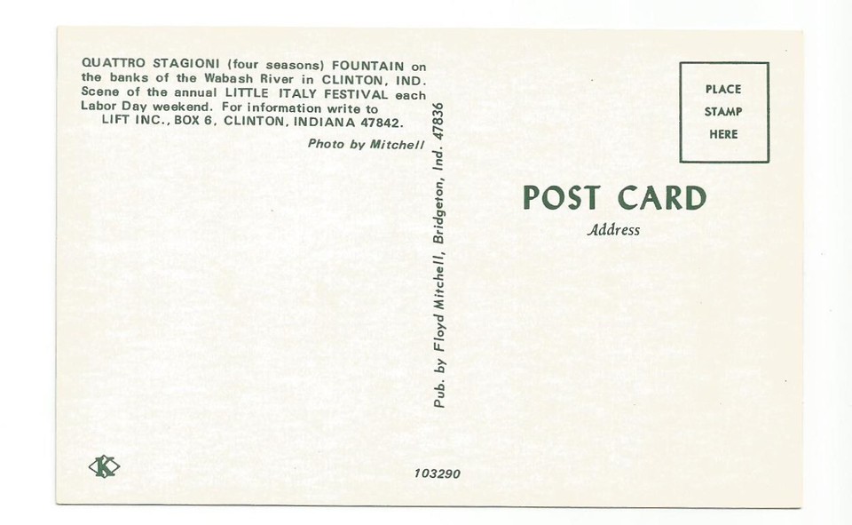 Clinton Indiana IN Postcard Fountain Wabash River | eBay