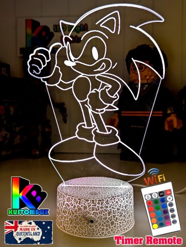 SONIC THE HEDGEHOG Personalised 3D LED Night Light Colour Changing Lamp ...