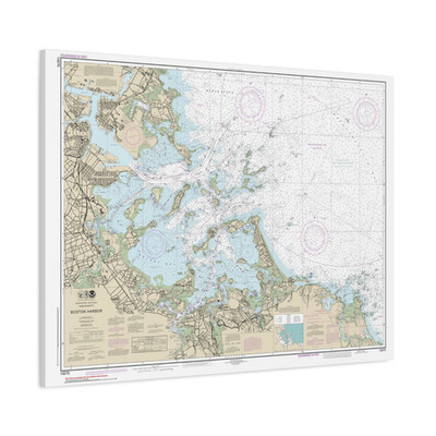 Boston Harbor Massachusetts Nautical Chart Sailing Map Framed Canvas ...