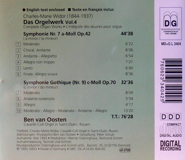 CHARLES MARIE WIDOR DAS ORGEL WERK CD NEUF SOUS BLISTER | eBay