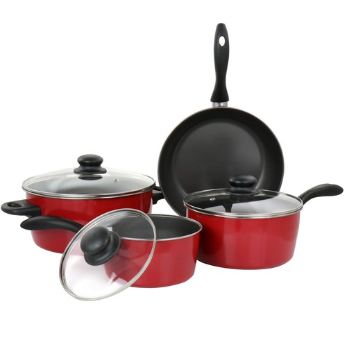 Gibson Home 7 Piece Nonstick Carbon Steel Cookware Set in Red Hand Wash ...