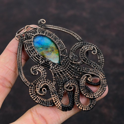 Gift For Her Shattuckite Wire Wrapped Octopus Pendant Copper Jewelry 3. ...