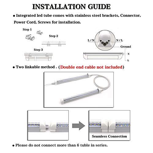 T8 Vshape Integrated Single Fixture 1ft Led Tube Light 1080lm 6000k ...
